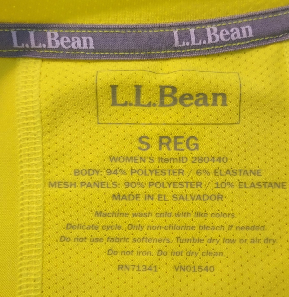 L.L. Bean Womans Size Small Neon Yellow Cycling Running Shirt Top Logo ...