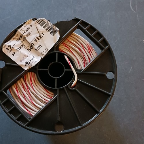 Alan Wire THHN White with Red Stripe Copper 12 AWG Solid 600 Volt Wire ...