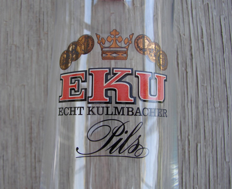 Vintage Advertising Beer Glass Beer EKU - Echt Kulmbacher Pils - Flute ...