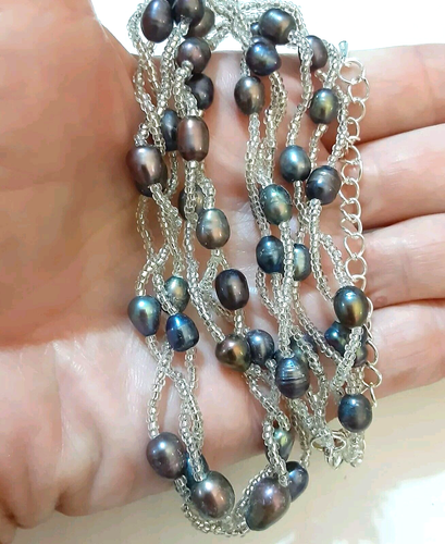 Vintage peacock Pearl And Glass Micro Bead Braided Necklace 17*20 | eBay