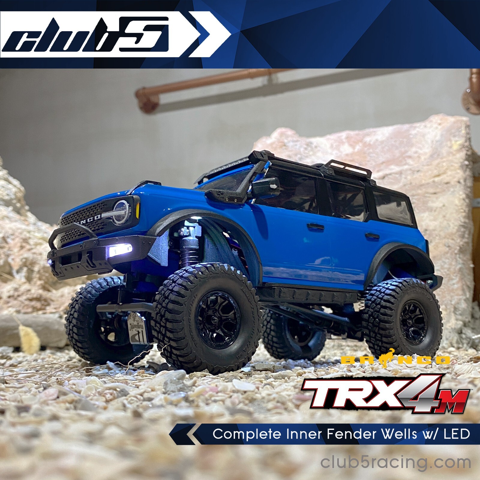 Complete Inner Fender Wells w/ LED Rock Light for Traxxas TRX-4M Bronco ...