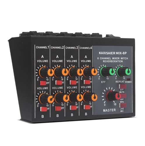 MIX-8P Reverb 8-Channel Mixer Mini Mixer Small Instrument Microphone ...