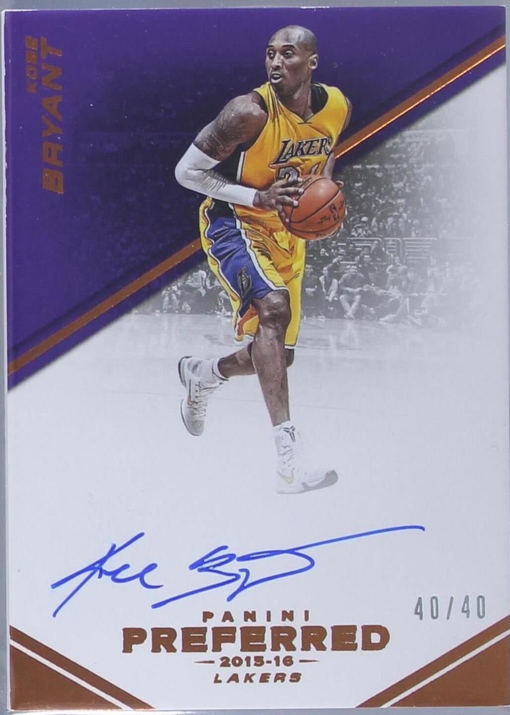 2015-16 Panini Preferred - Autographs Kobe Bryant #101 /40 (AU) for ...