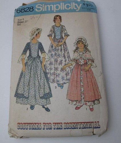 Dress Prairie Girls 8 Costume Simplicity 6828 Sewing Pattern VTG ...