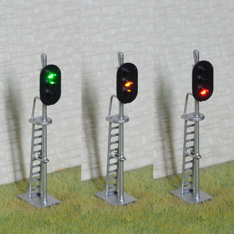 1 x HO scale model train block signals railway LED light 3 aspect ...