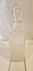 Vintage Cut Glass Whiskey Decanter Square Shape Glass Stopper 10 1/2 ...