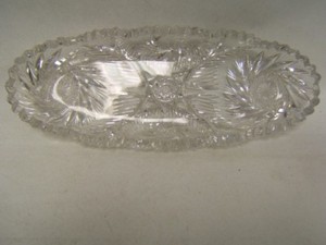 Vintage Heavy Lead Crystal Relish Dish 11" long" tall Brilliant Cut VGC ...