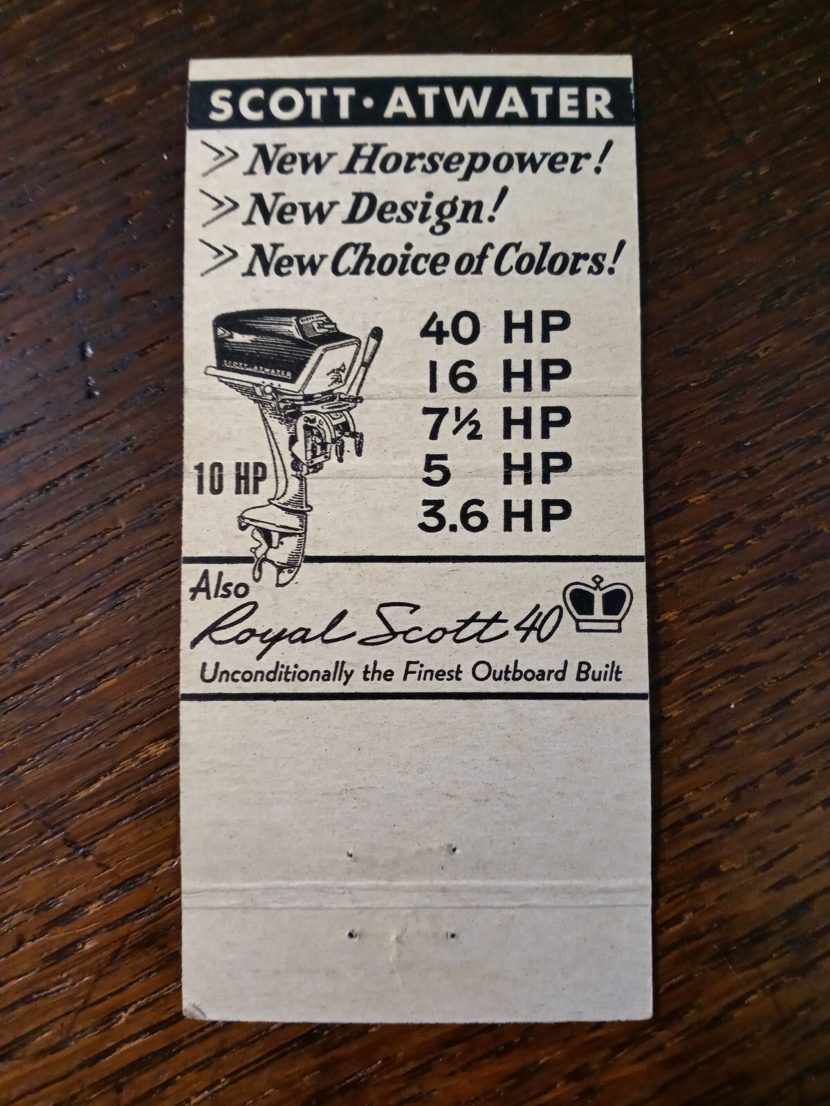 Vintage Matchcover: Scott-Atwater Outboard Motors, Century Marine ...