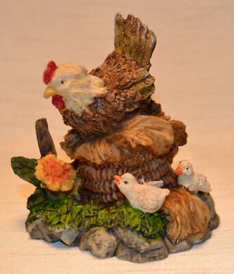 Resin Hen Nest Chicks Figurine~Plastic Chicken Figure~3 3/4" Tall~Farm ...