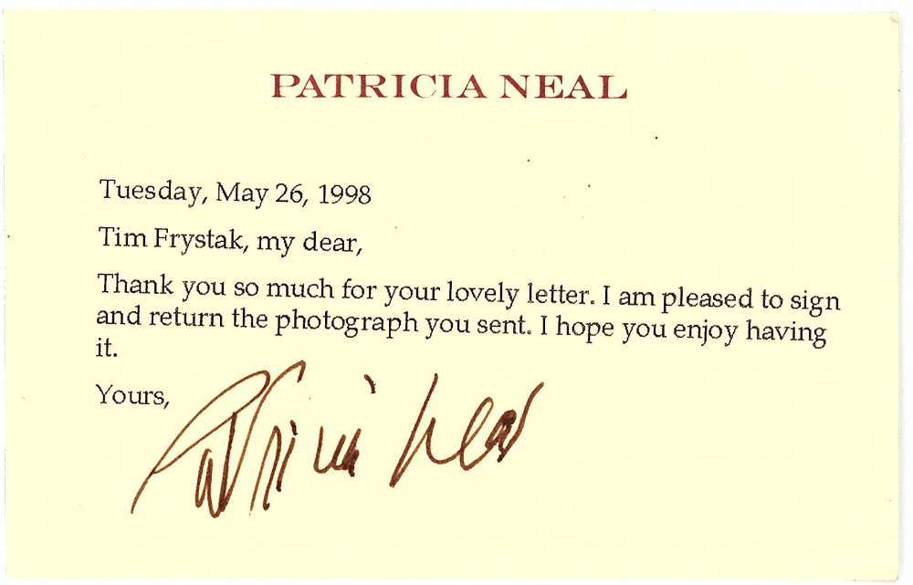 Patricia Neal Signed Autographed 3x5 Letter Beckett BAS | eBay