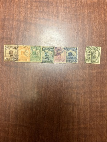 China stamps Ship Junk 1920s Lot Of 7 Cancellation 1/2c, 1c, 2c, 3c, 4c ...