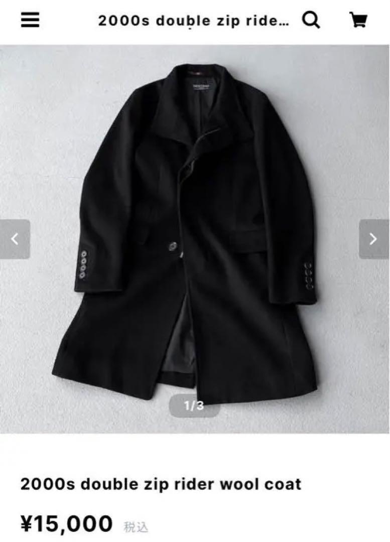 2000S Double Zip Rider Wool Coat Black - Gem