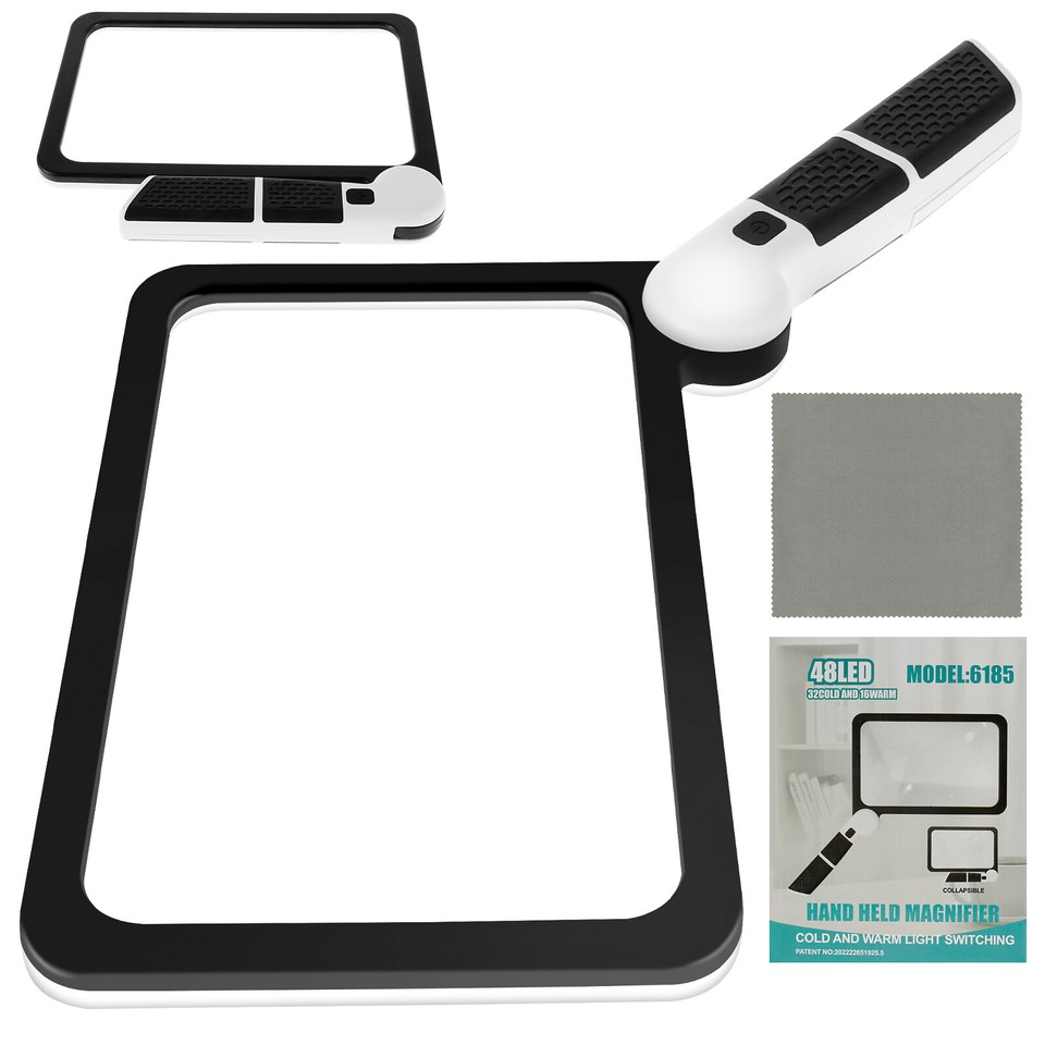 5X Magnifying Glass for Reading, Full-Page Large Rectangle Lighted ...