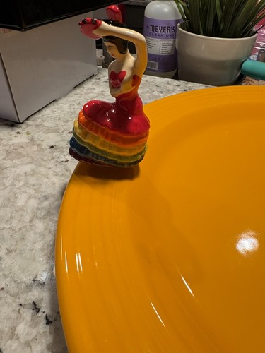 Retired Nora Fleming 14.75 Orange Fiesta Ware Plate + A250 Dancing Lady ...