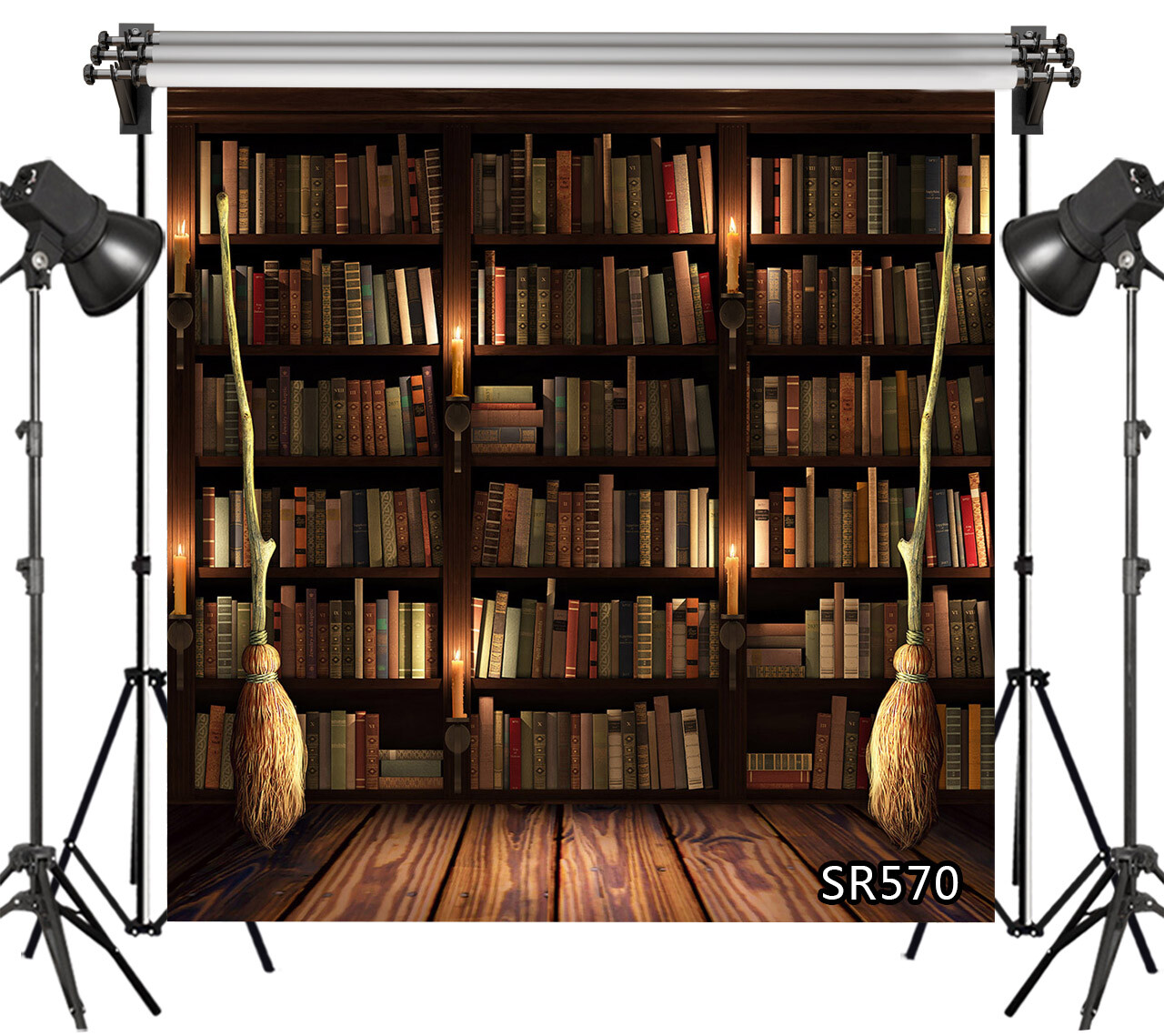 10X10FT Library Retro Bookshelf Halloween Witch Vinyl Backdrop Photo ...