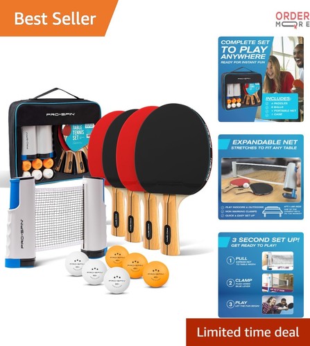 All-in-One Ping Pong Set Portable Table Tennis Game with Paddles Balls ...