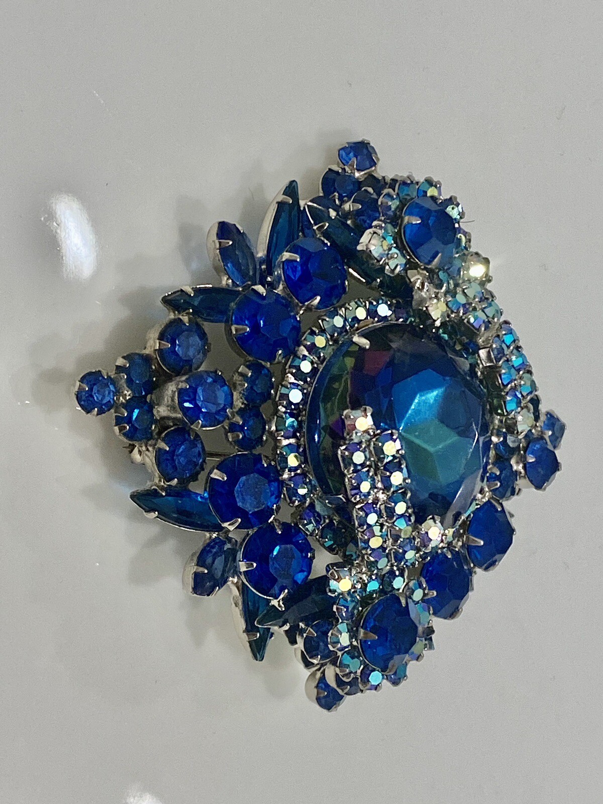 HUGE VINTAGE JULIANA AB BLUE watermelon LAYERED RHINE… - Gem