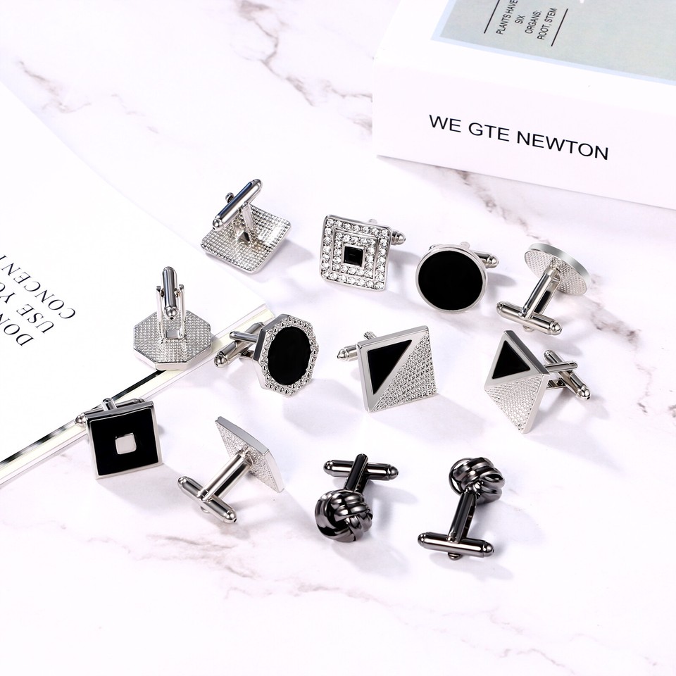 6 Pairs Classic Cuff Links Men Tuxedo Shirt Cufflinks for Wedding Groom ...