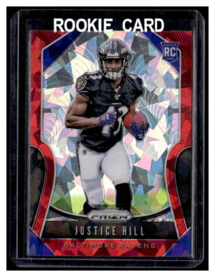 2019 Panini Prizm Prizms Red Ice #328 Justice Hill ROOKIE CARD RC ...