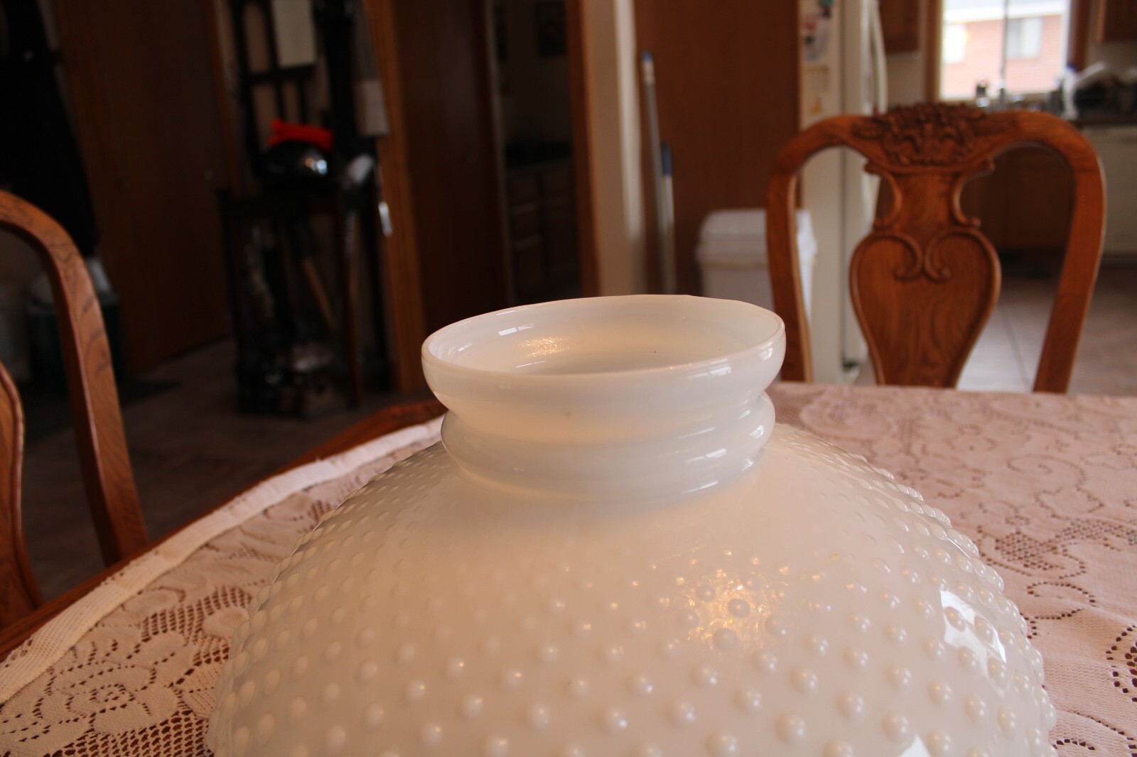 White Milk Glass Hobnail Globe Ex-Large Round Lamp Shade 13 5/8" Wide ...