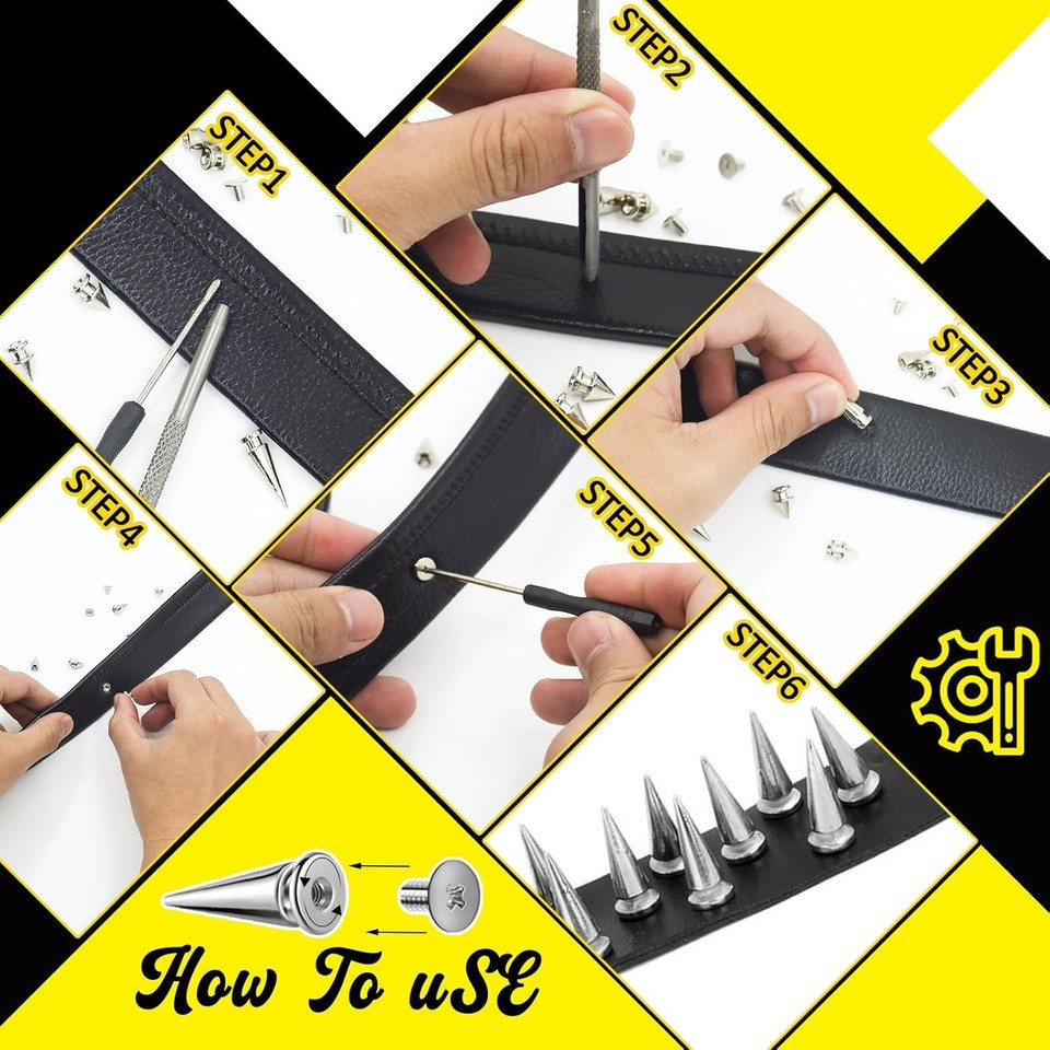 RYKOMO 354 Sets Punk Spikes and Studs Kit,Metal Tree Spikes Studs 8 ...
