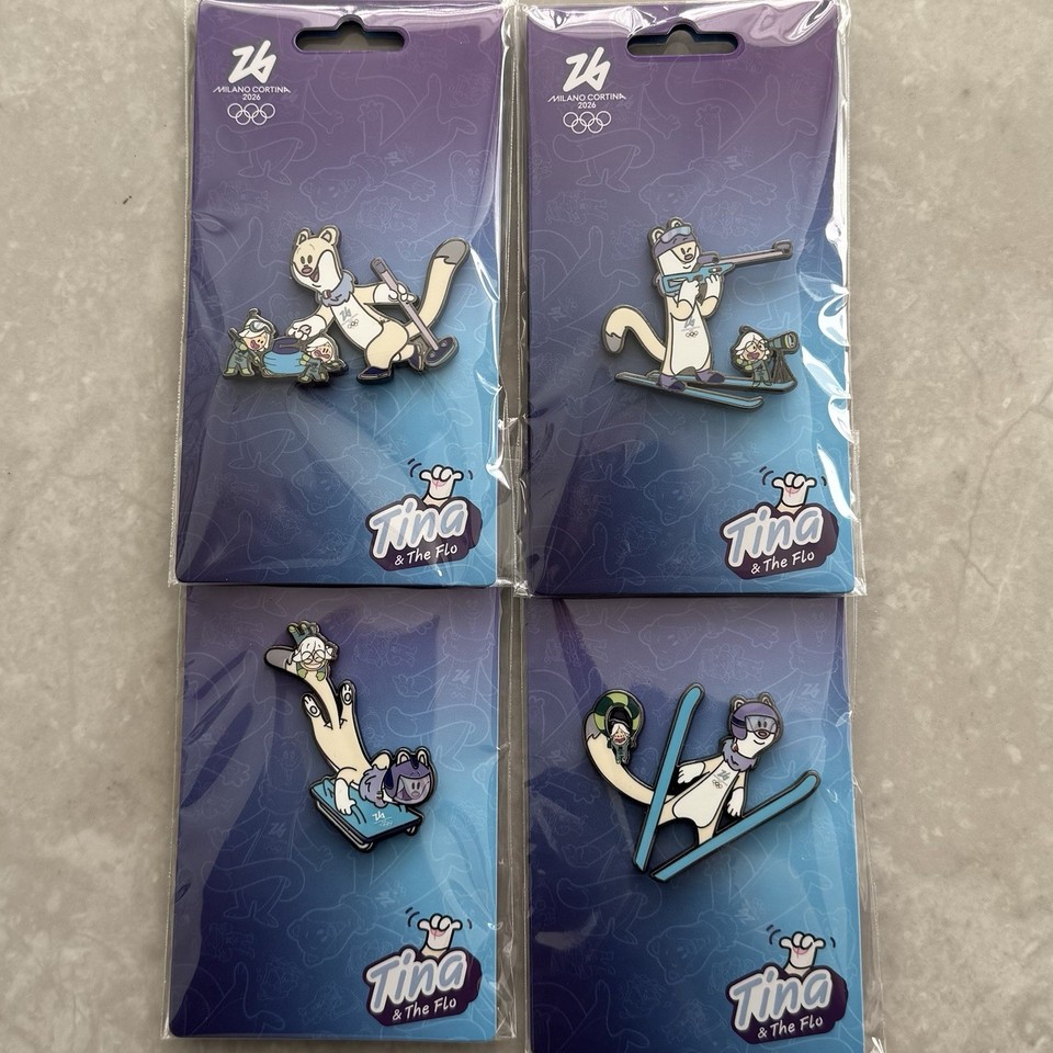 2026 Milano Cortina Winter Olympic Mascot Tina & The Flo pin badge (set ...