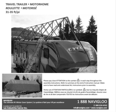 Navigloo RV cover (includes frame and tarp) for 30 to 35 foot RV | eBay