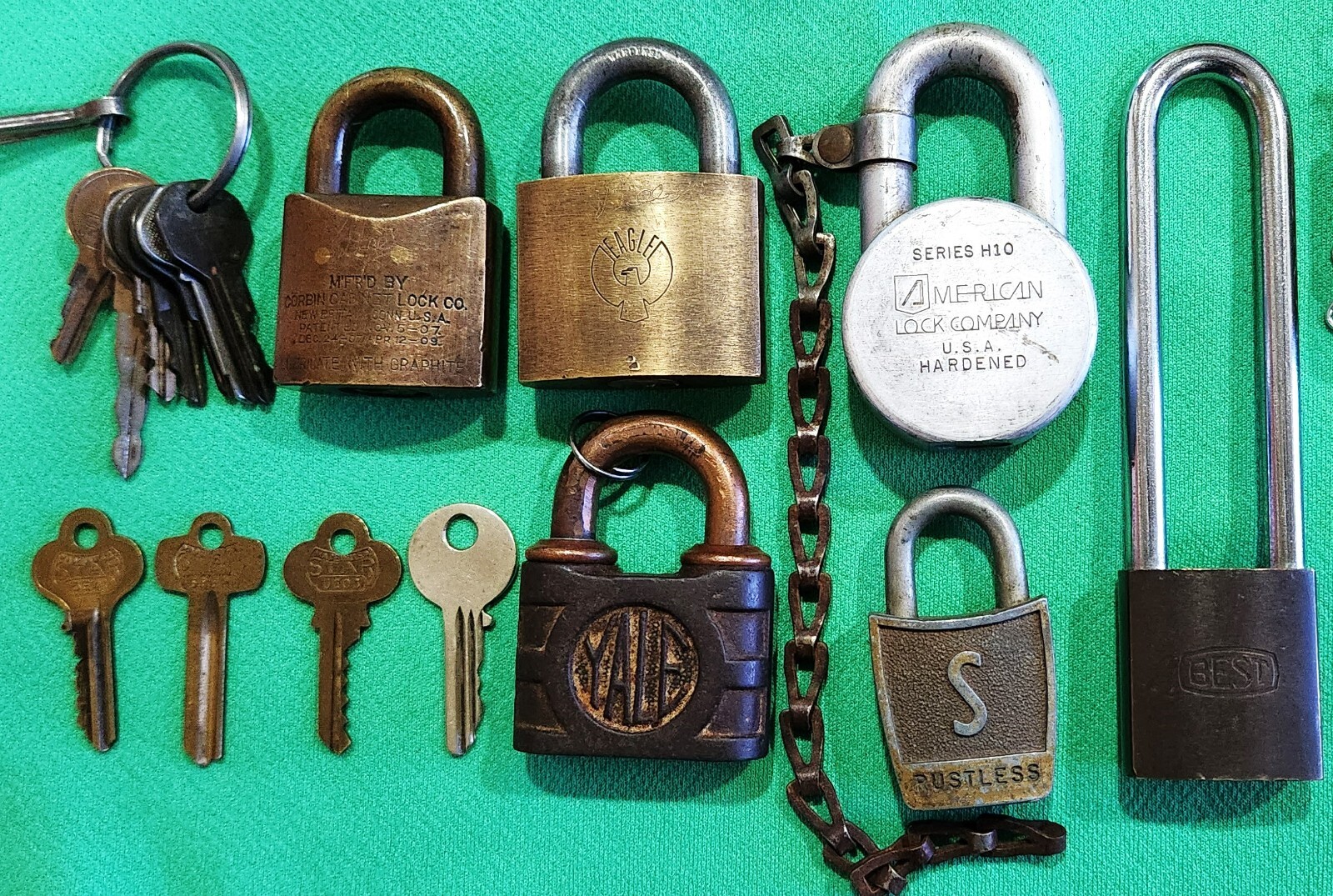 VERY NICE MIXED LOT OF THIRTEEN VINTAGE - ANTIQUE COLLECTIBLE PADLOCKS ...