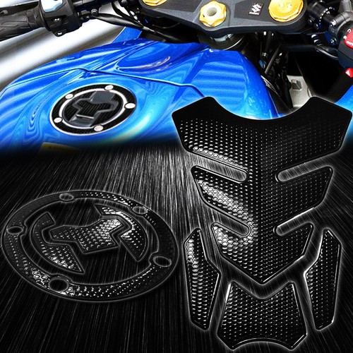 4PCs Perforated&Polished Black Tank Pad+Fuel Cap Cover 17-19 GSXR/GSXS ...