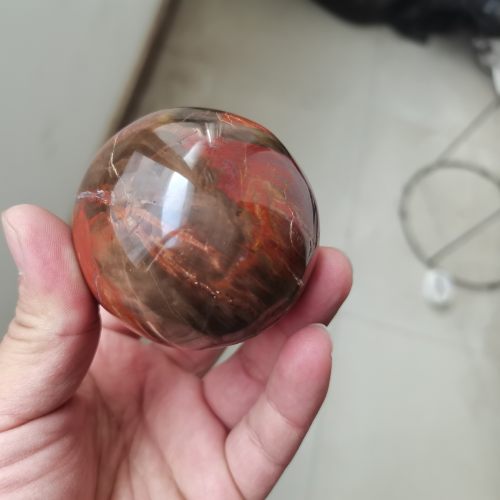Red Rose Petrified Wood Sphere Fossil Agate Quartz Crystal Base ...