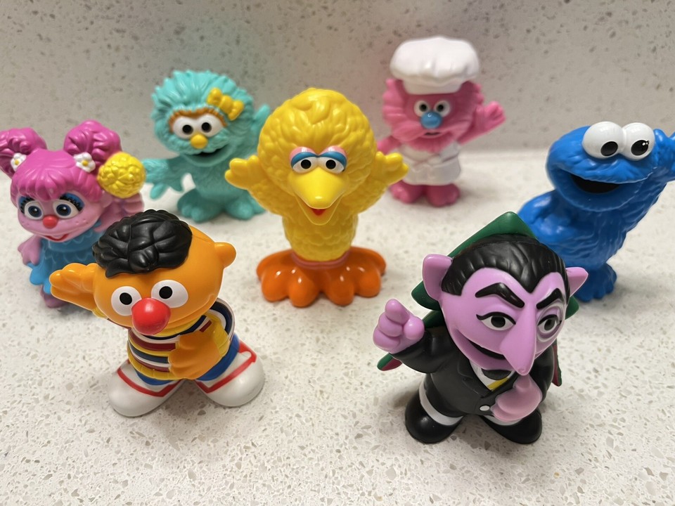 Sesame Street Hasbro Lot 7 Figures Cake Toppers 3" Count Cookie Big ...