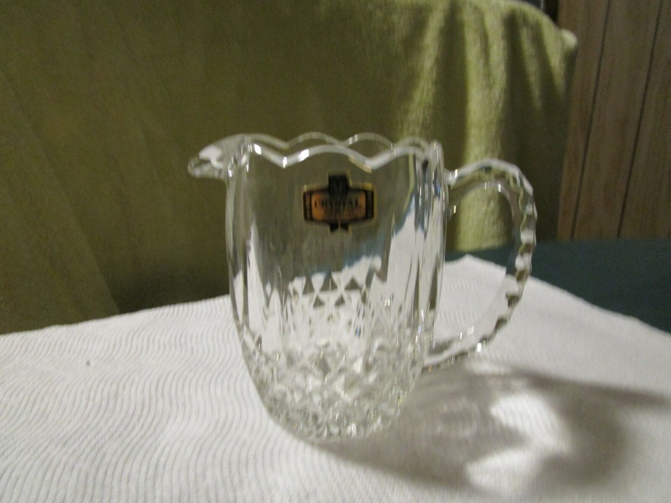 QUALITY 24% LEAD CRYSTAL CREMER 8 OZ PITCHER~MADE IN YUGOSLAVIA!!~~1 ...