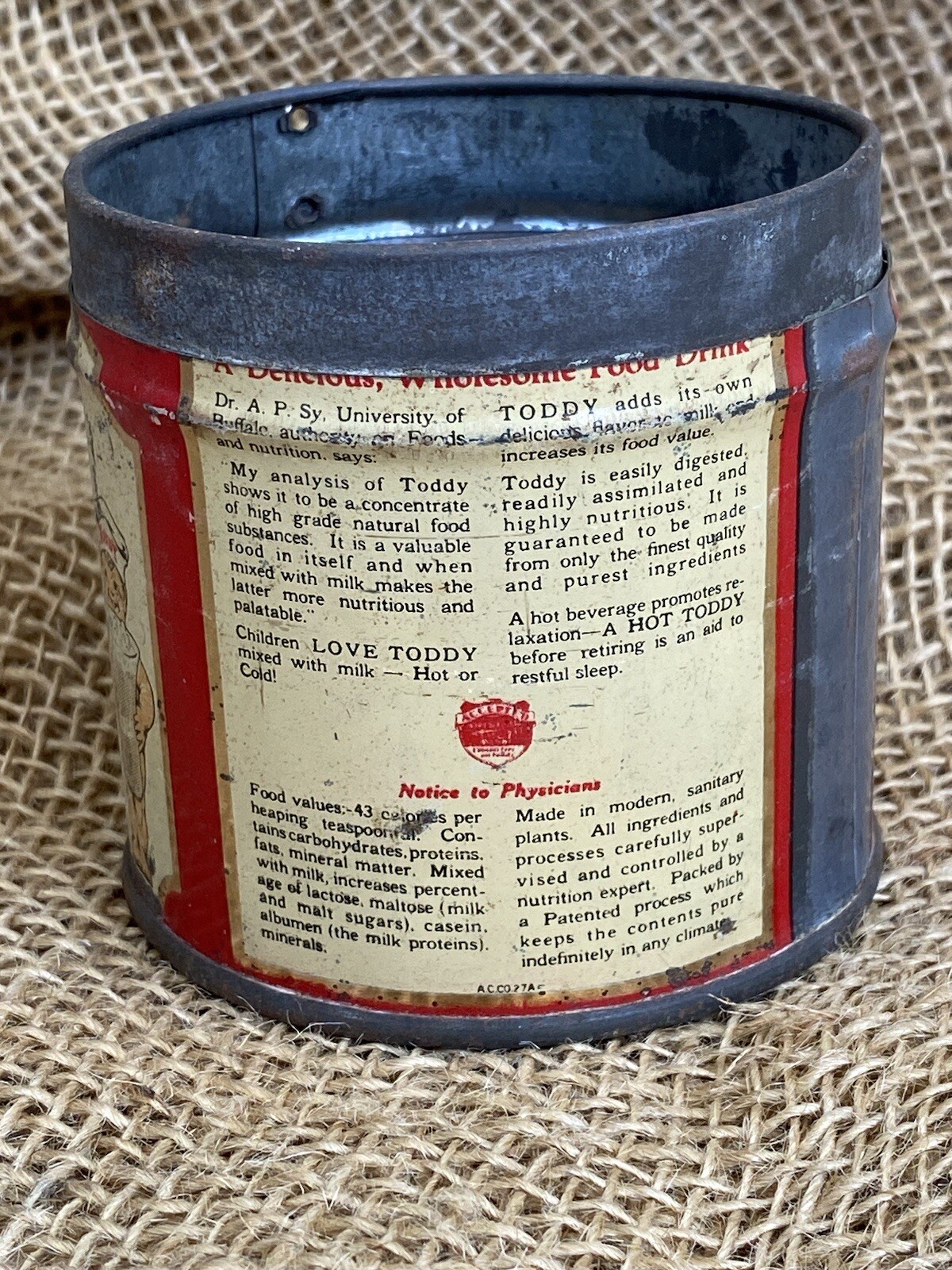 Vtg TODDY Original Chocolate and Malt Flavored Food Drink Empty Can | eBay