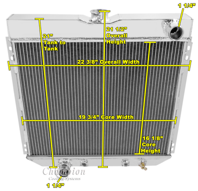 3 Row RS Champion Radiator for 1967 1968 1969 1970 Ford Mustang L6 ...