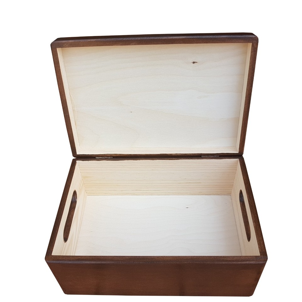 Wooden Box in Four Types, Hand Painted Brown Acrylic Paint. 30 cm long ...