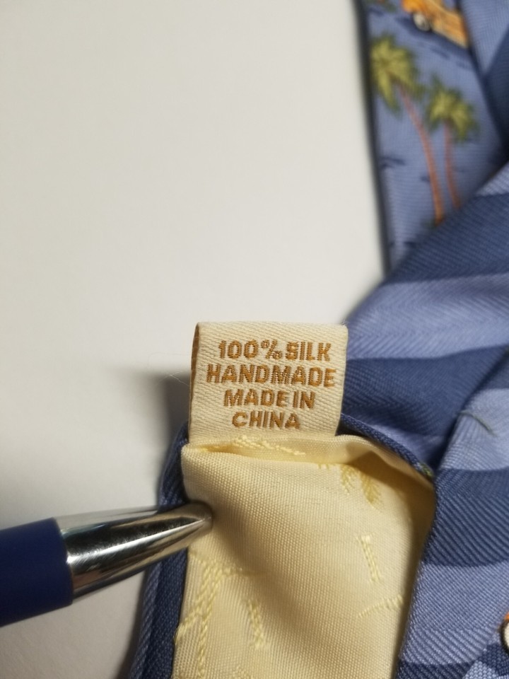 NWT Tony Bahama Light Blue Repp Tie Beach Scene Woody Vehicle and ...