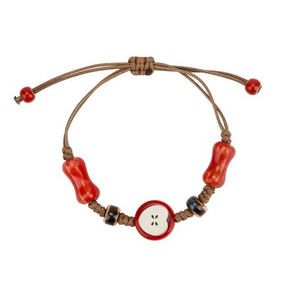 Apple Ceramic Bracelet for Women, Adjustable Rope String Bracelets ...