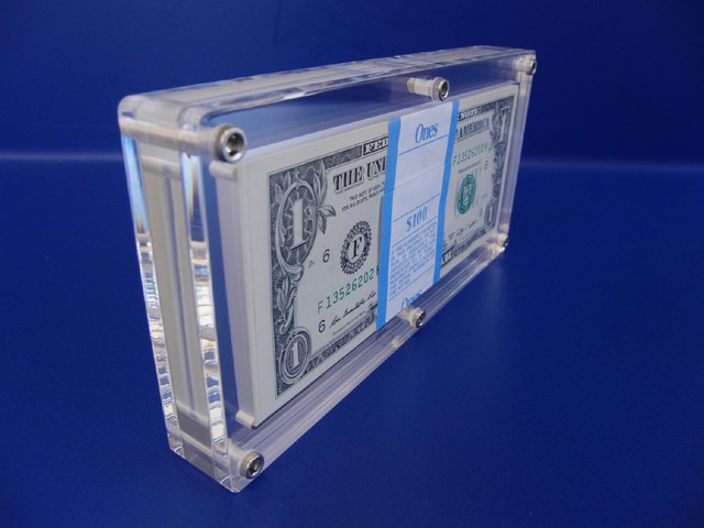 Acrylic BEP 100 US Bank Note Display Slab Dollar Bill Case Money Holder ...