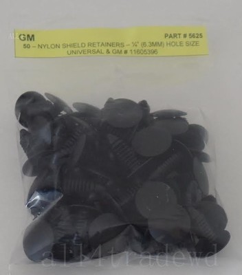 50 Nylon Shield Retainers 1/4" = 6.3 MM Replaces Universal Fits ...