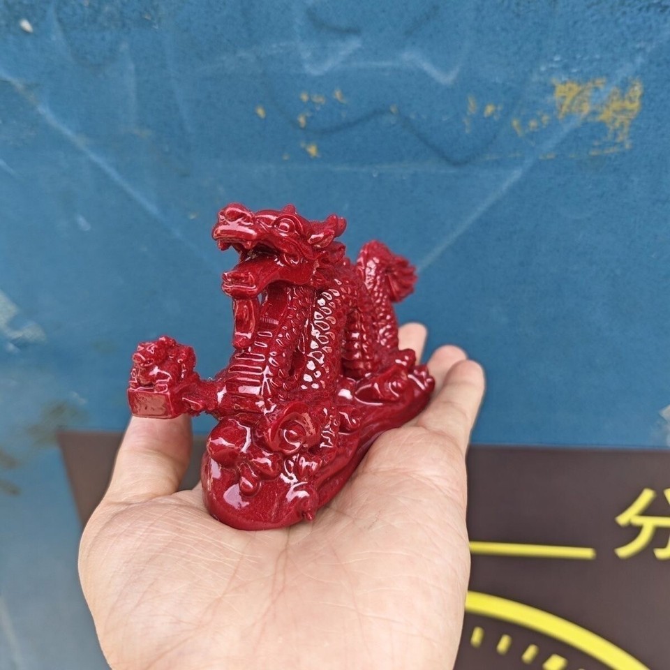 Natural cinnabar quartz Hand Carved Crystal Dragon Playing BallCarving ...