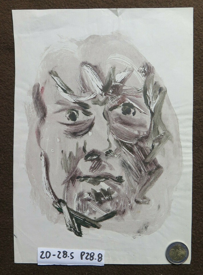 Vieux Croquis Peint À L'Aquarelle Sur Papier Portrait Stylisé Homme P28 ...
