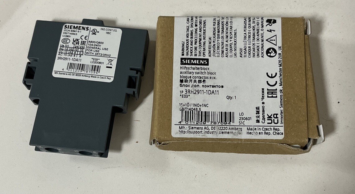 New Siemens 3RH2911-1DA11 60947-5-1 Auxiliary Switch Block 240V/10A ...