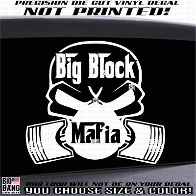 BIG BLOCK Mafia Funny Decal Sticker Fast Badass Car American Muscle ...