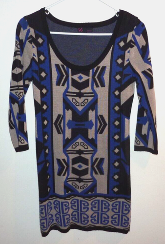 Womans T/O Aztec Sweater Long Blue/Black Size Small | eBay