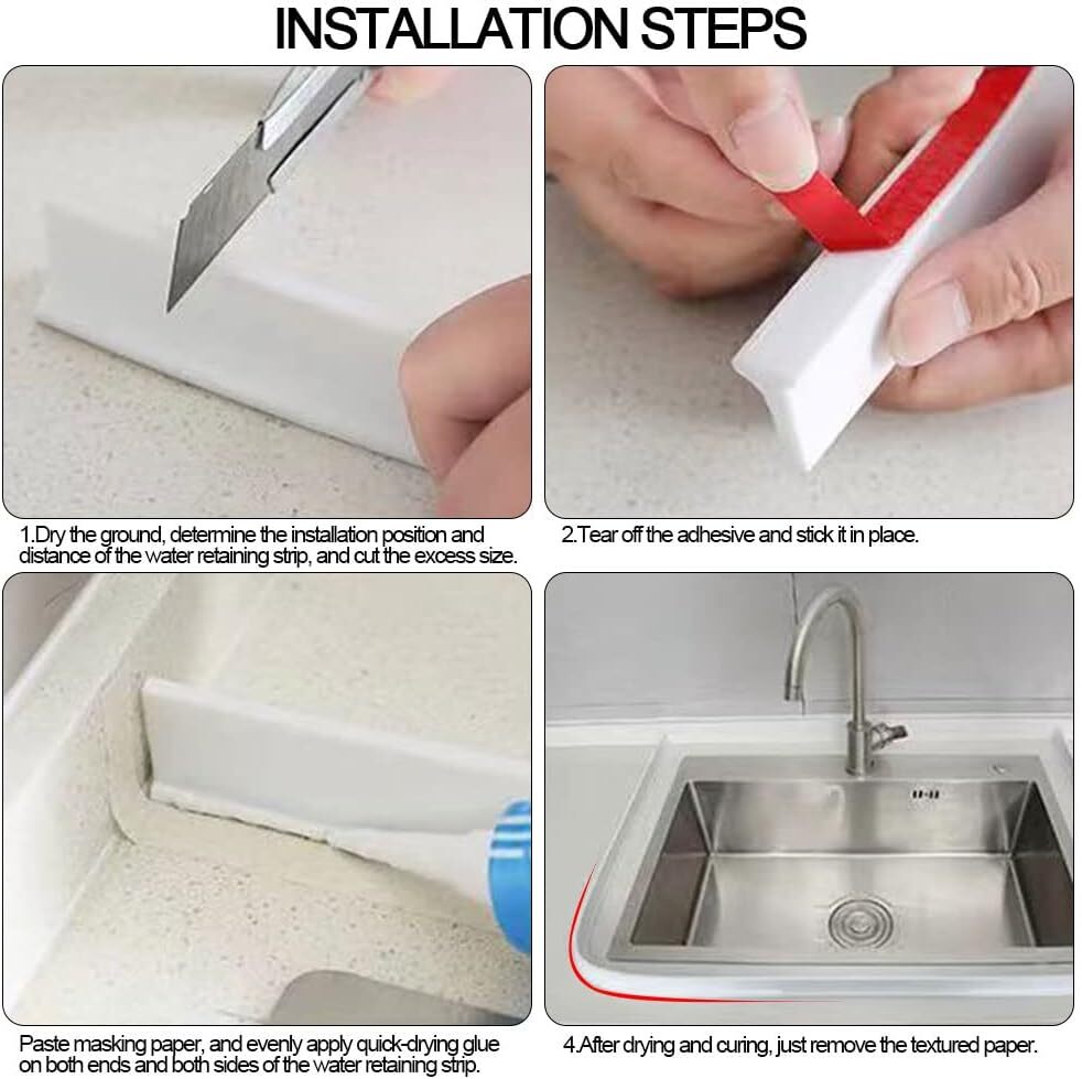 2M Silicone Shower Threshold Water Barrier Bathroom Bath Edging Seal ...