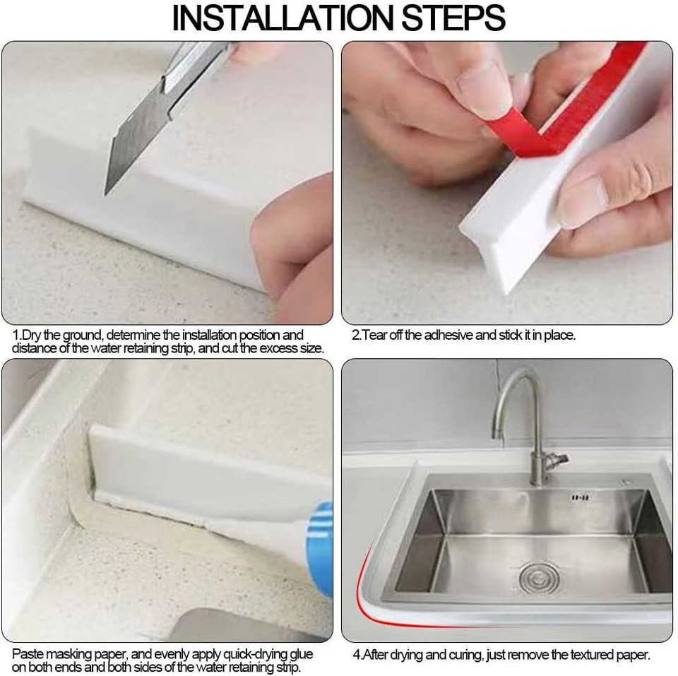 2M Silicone Shower Threshold Water Barrier Bathroom Bath Edging Seal ...