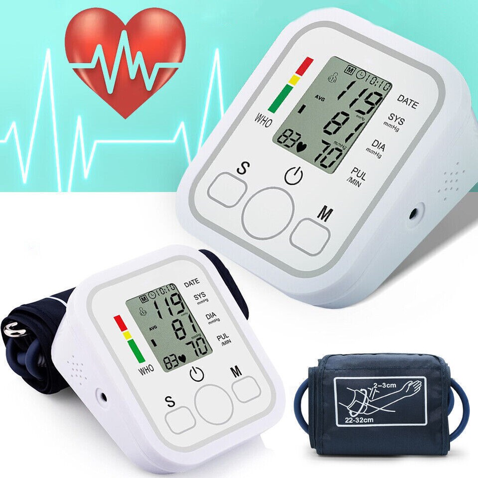 Digital Automatic Blood Pressure Monitor Upper Arm BP Machine Heart ...