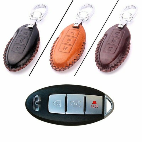 New Leather 3 Button Remote Key Bag Case Fob Holder Chain For Infiniti ...