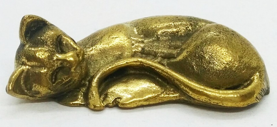 Cat Lucky Brass Amulet Miniature Talisman Love Charm Magic Thai Pendant ...