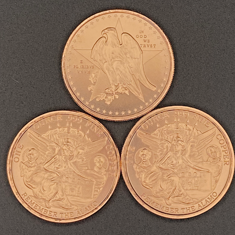 1 oz Texas Remember the Alamo Copper Round – Lot of 3! – Golden State ...